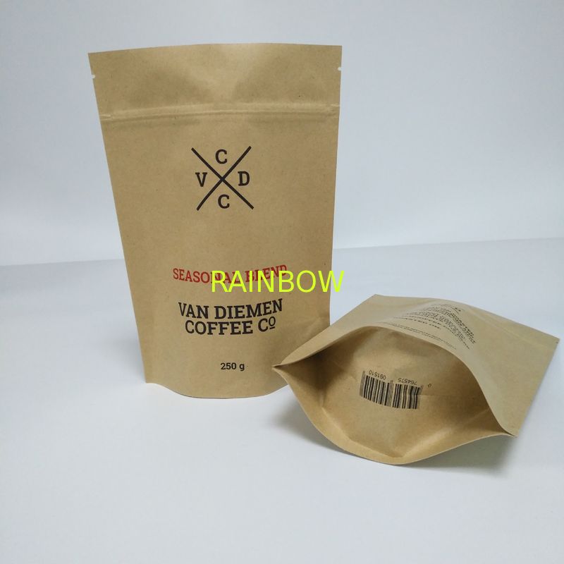 Kraft Brown Paper Snack Bag Packaging Stand Up Pouch Flat Bottom With