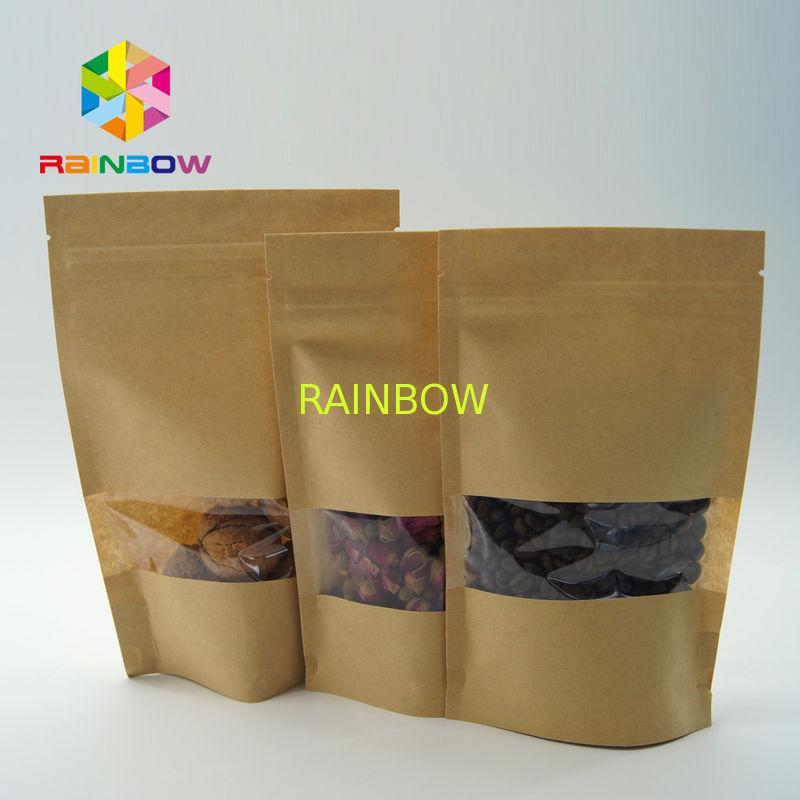Logo Kraft Paper Tea Bags Packaging , Zip Lock Stand Up Bags And Pouches