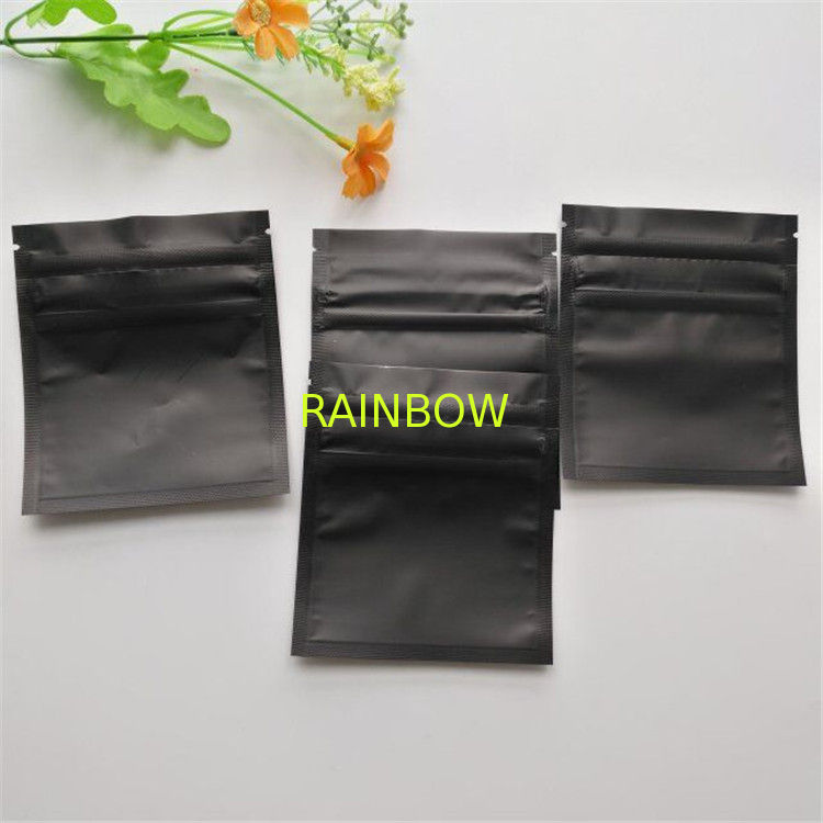 Child Proof Mylar Zip Lock Bags Plastic Matte Black Gummy Candy Weed ...
