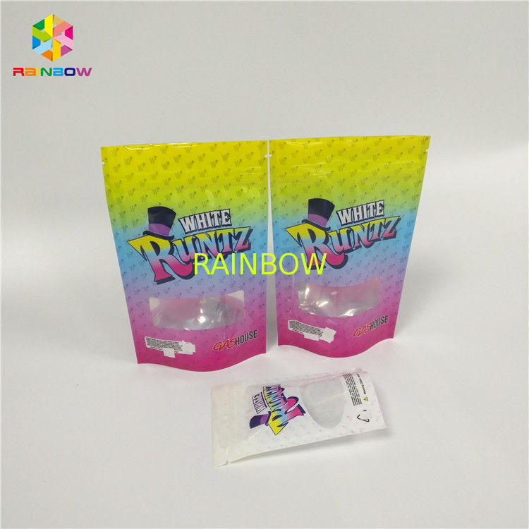 Small Runtz White Foil Packaging Bags Childproof Laser Holographic Zip ...