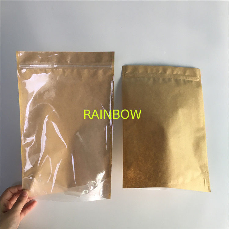 Food Grade Kraft Paper Stand Up Pouch Packaging Pull Tab With Good ...