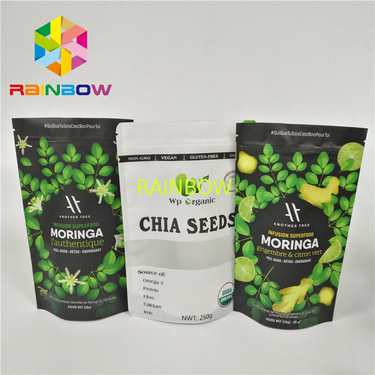 Laminated Material Stand Up Pouch Bags Moringa Leaf Powder Packaging ...