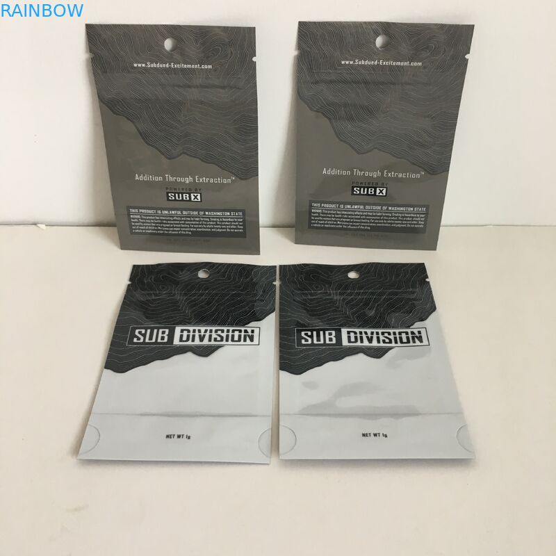 Smell Proof Stand Up Pouches Mylar Bags With Ziplock 1g Cannabis Flower ...