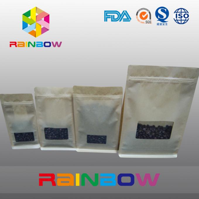 Box Bottom Customized Paper Bags With Rectangle Window k / Flat Bottom ...