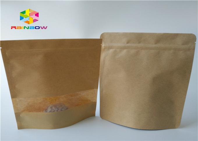 Kraft Customized Paper Bags Nut Craft Sugar Snack Food Window Packaging k