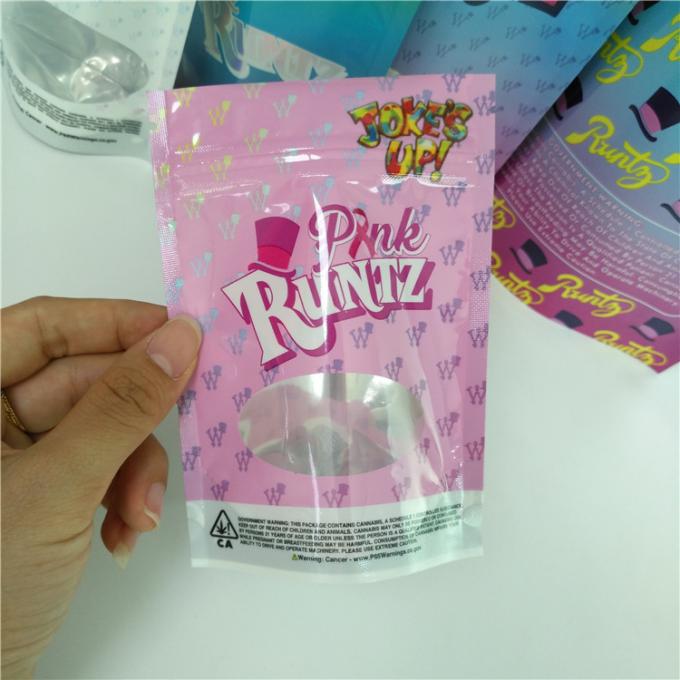 Food Weed Plastic Pouches Packaging Custom Printed Stand Up Pink Runts ...